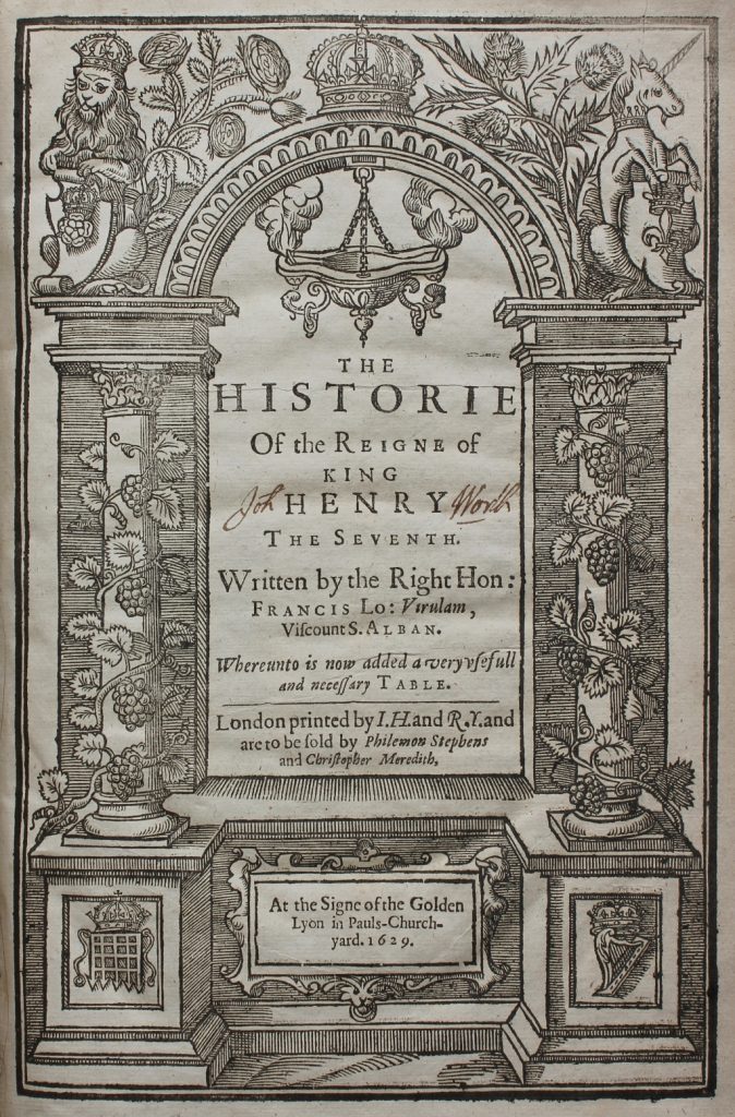 Bacon (London, 1629), title page – Edward Worth Library